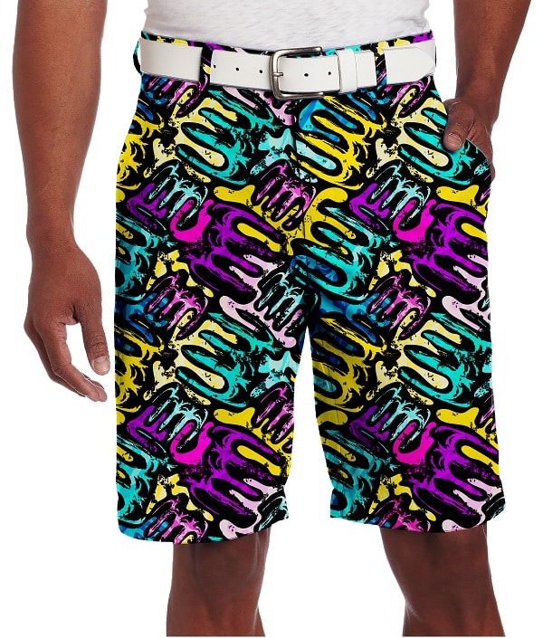 Purple/Yellow/Turquoise Golf Shorts - Hreski 111 - Hreski.com