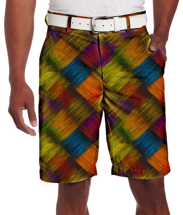 Multicolored Painted Brushstrokes Plaid Design Golf Shorts - Hreski 185 ...